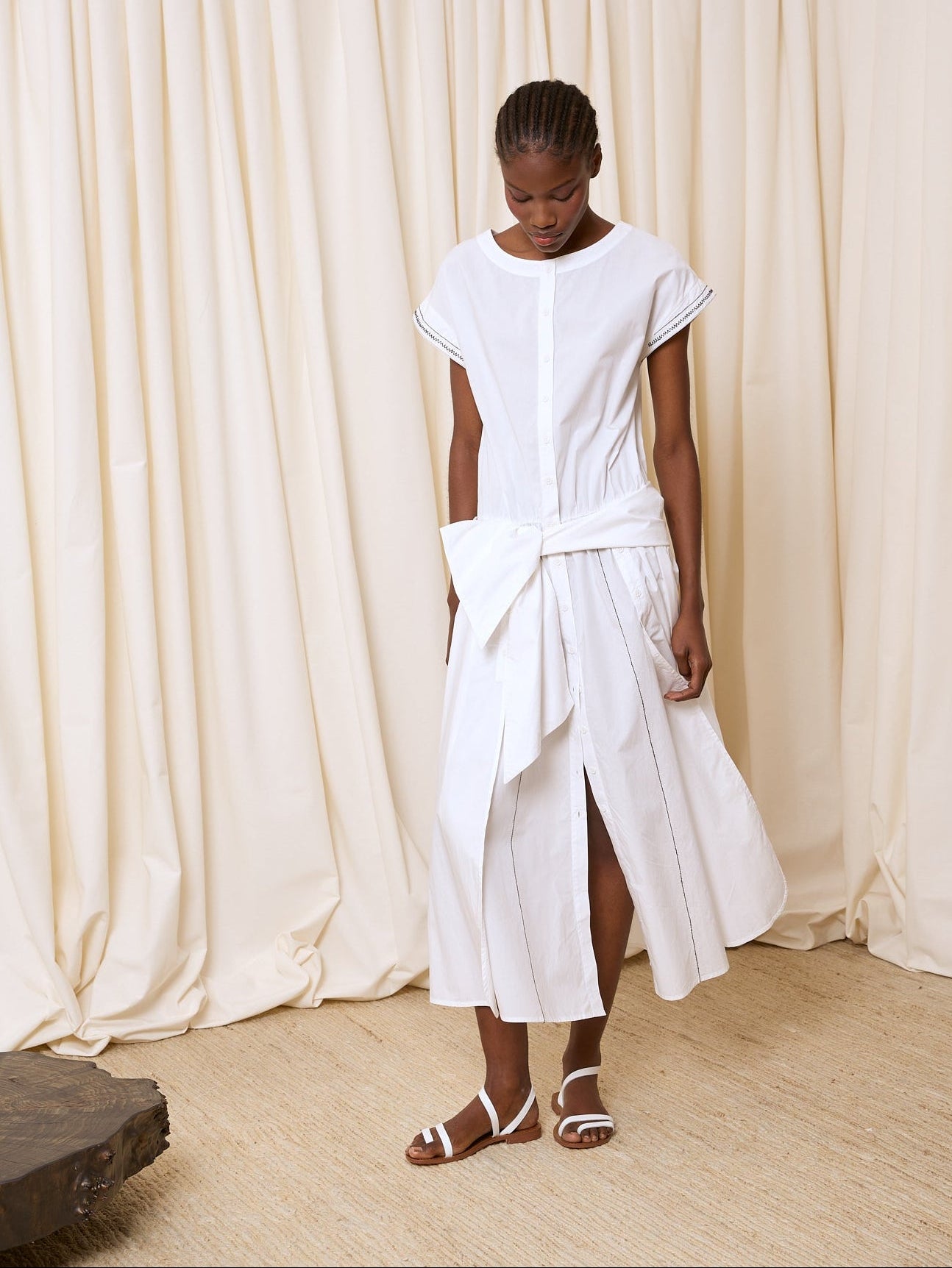 Vestido manga corta popelín blanco – Is Coming ...