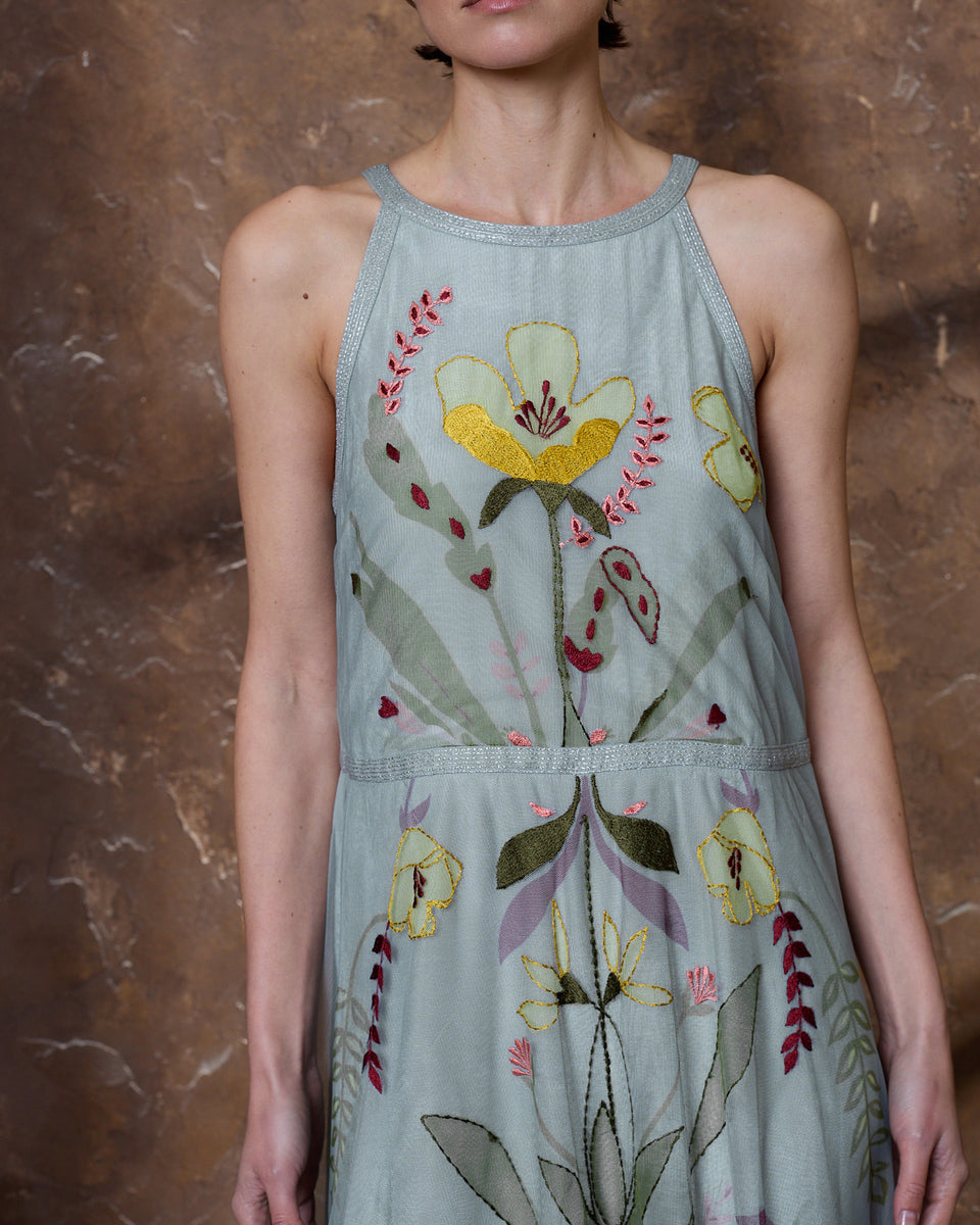 Vestido de tul bordado gris azulado – Is Coming ...